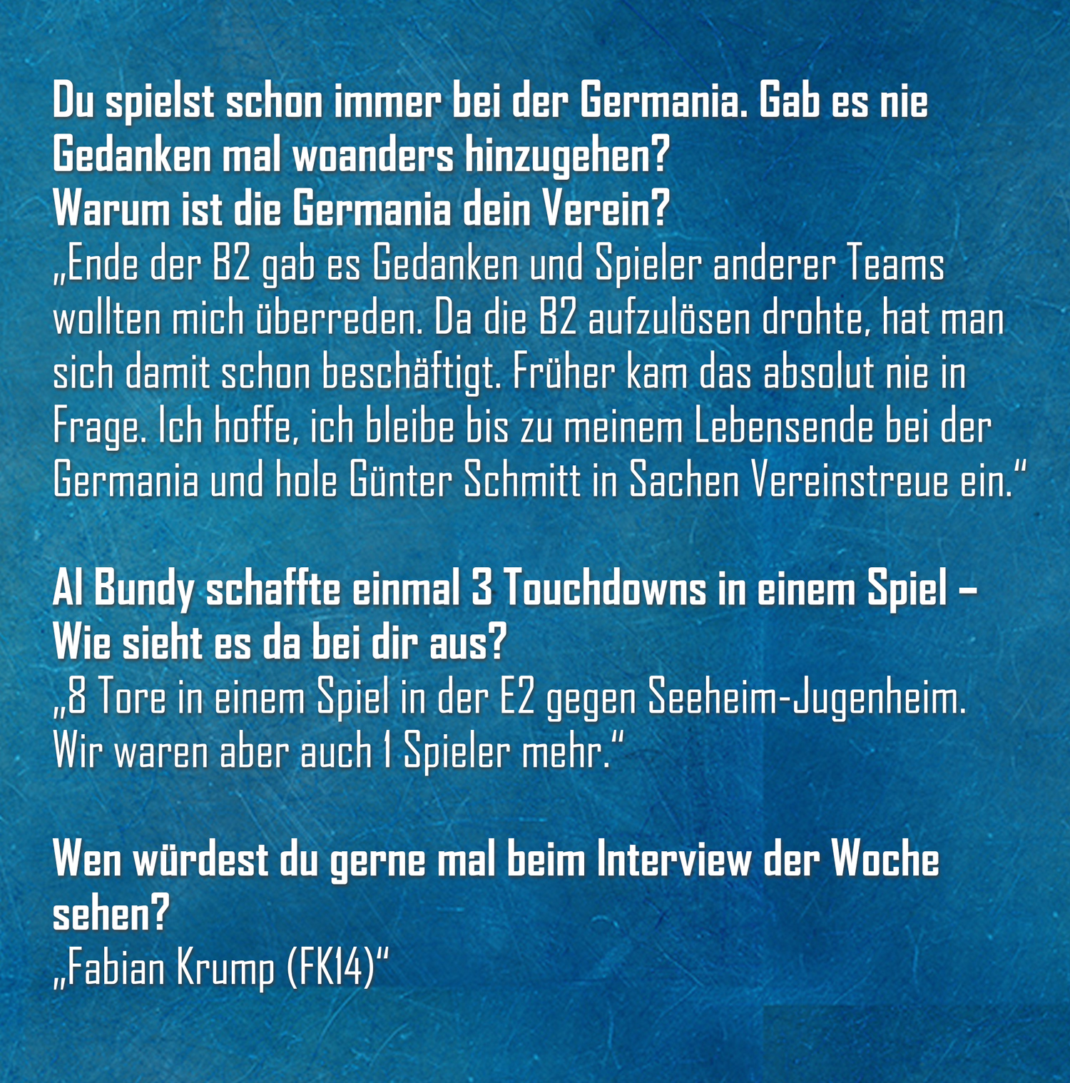 Interview der Woche mit Pierre Zibulski – Germania 1911 Eberstadt